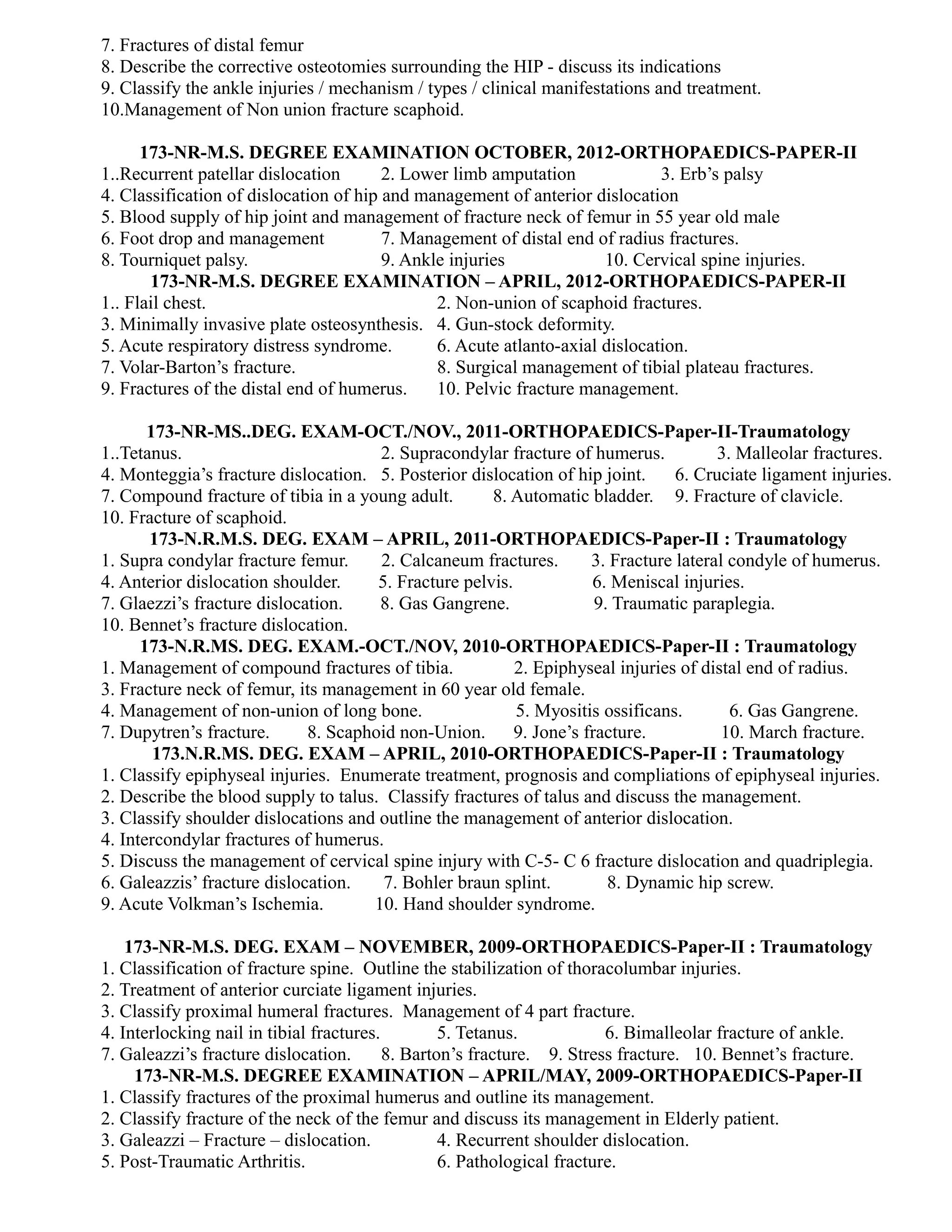 Ms.ortho previous question papers | RTF