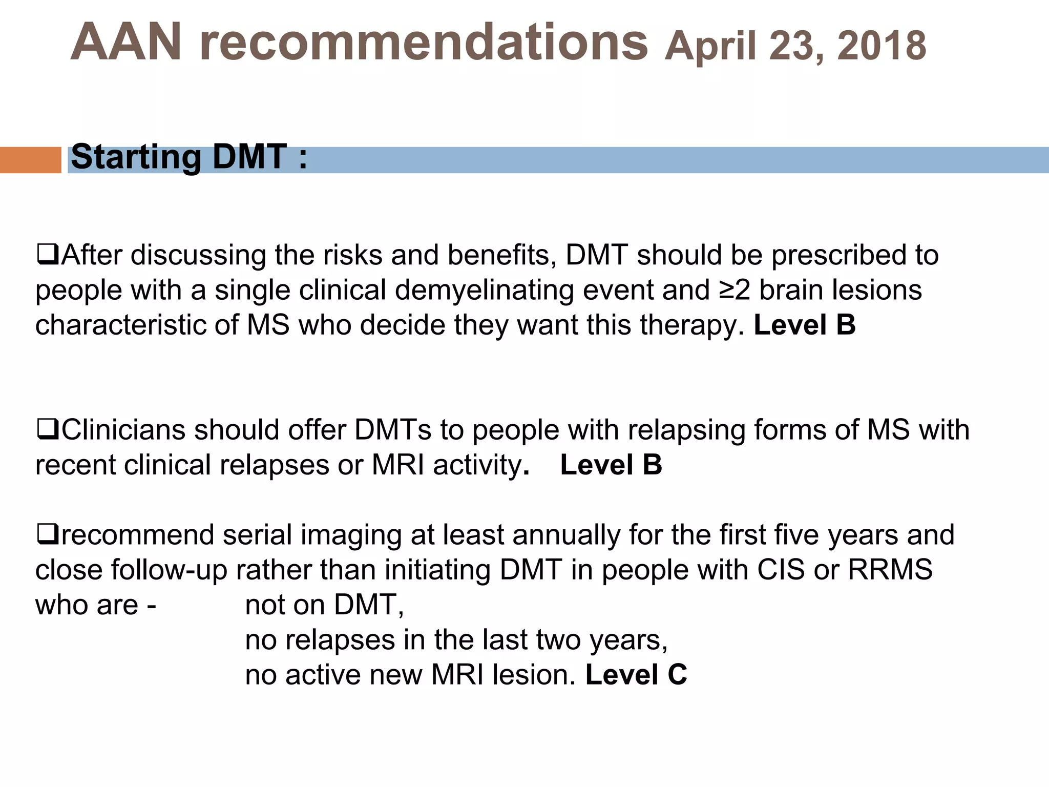 multiple sclerosis- recent guidelines 2018 | PPTX