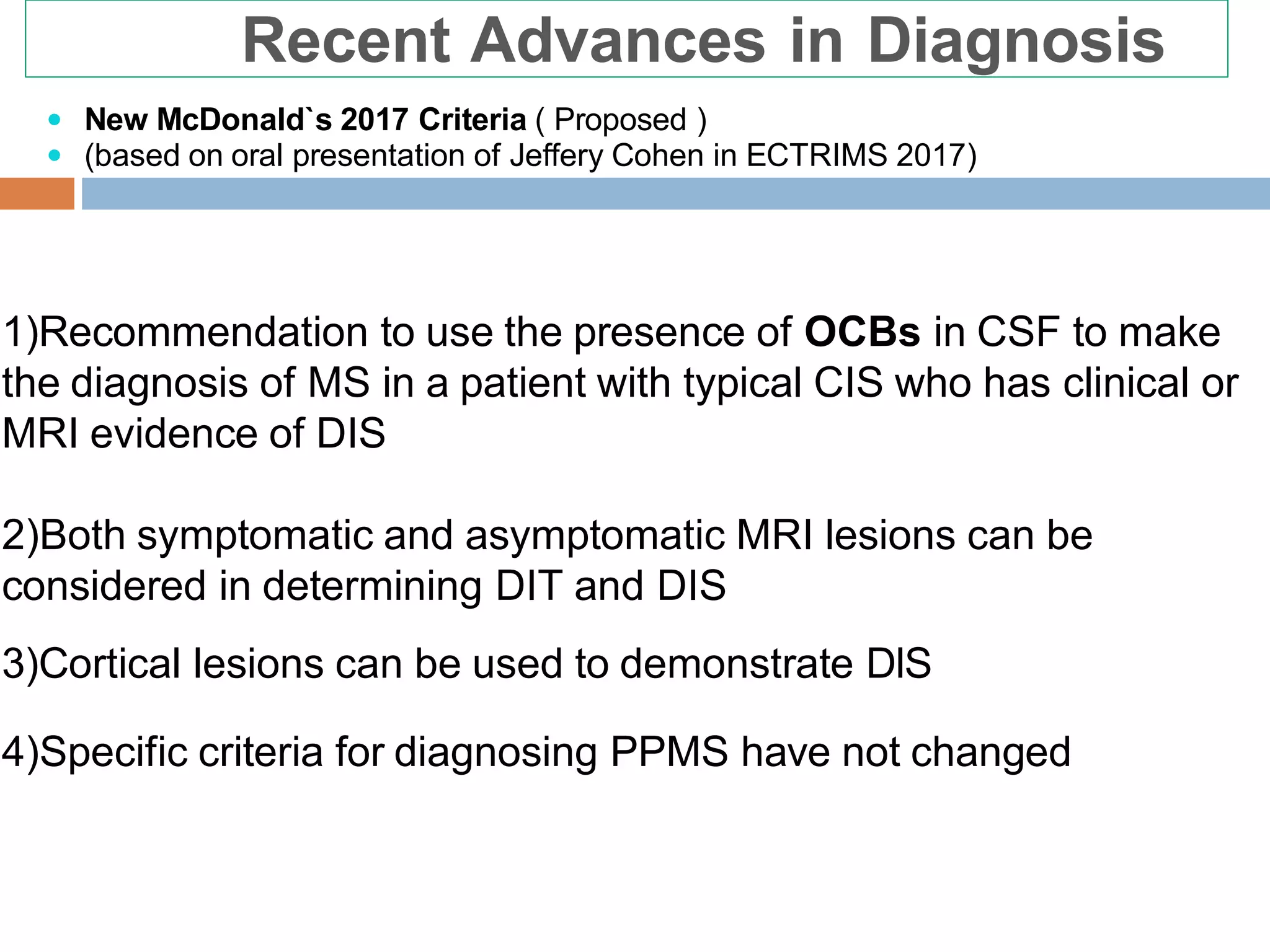 multiple sclerosis- recent guidelines 2018 | PPTX