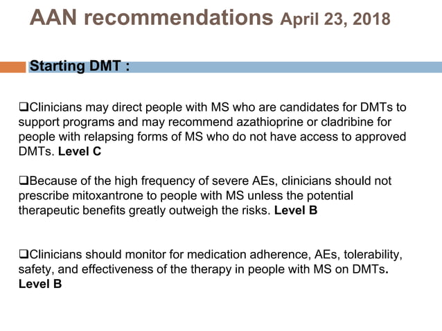 multiple sclerosis- recent guidelines 2018 | PPTX