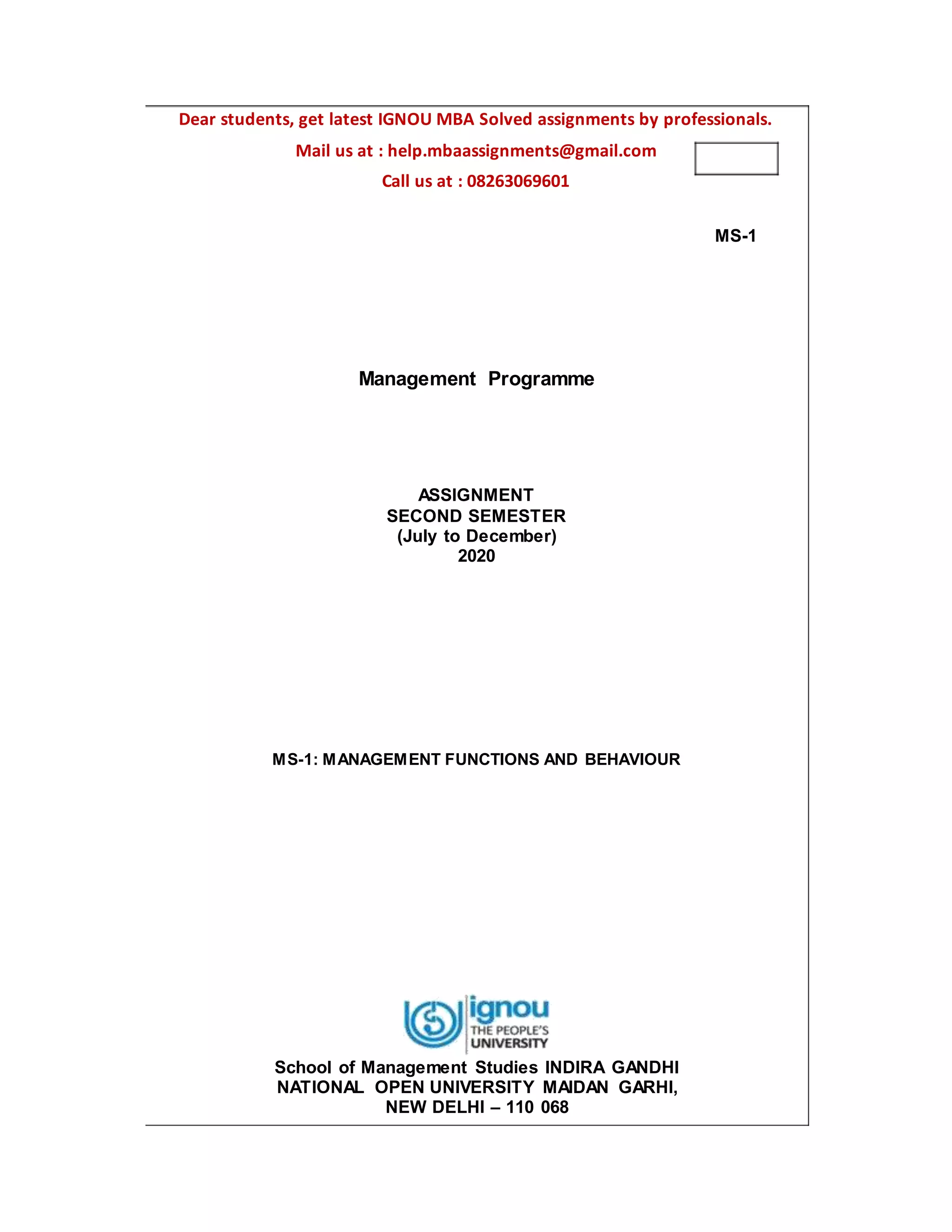 Ms 1 management functions and behaviour | PDF