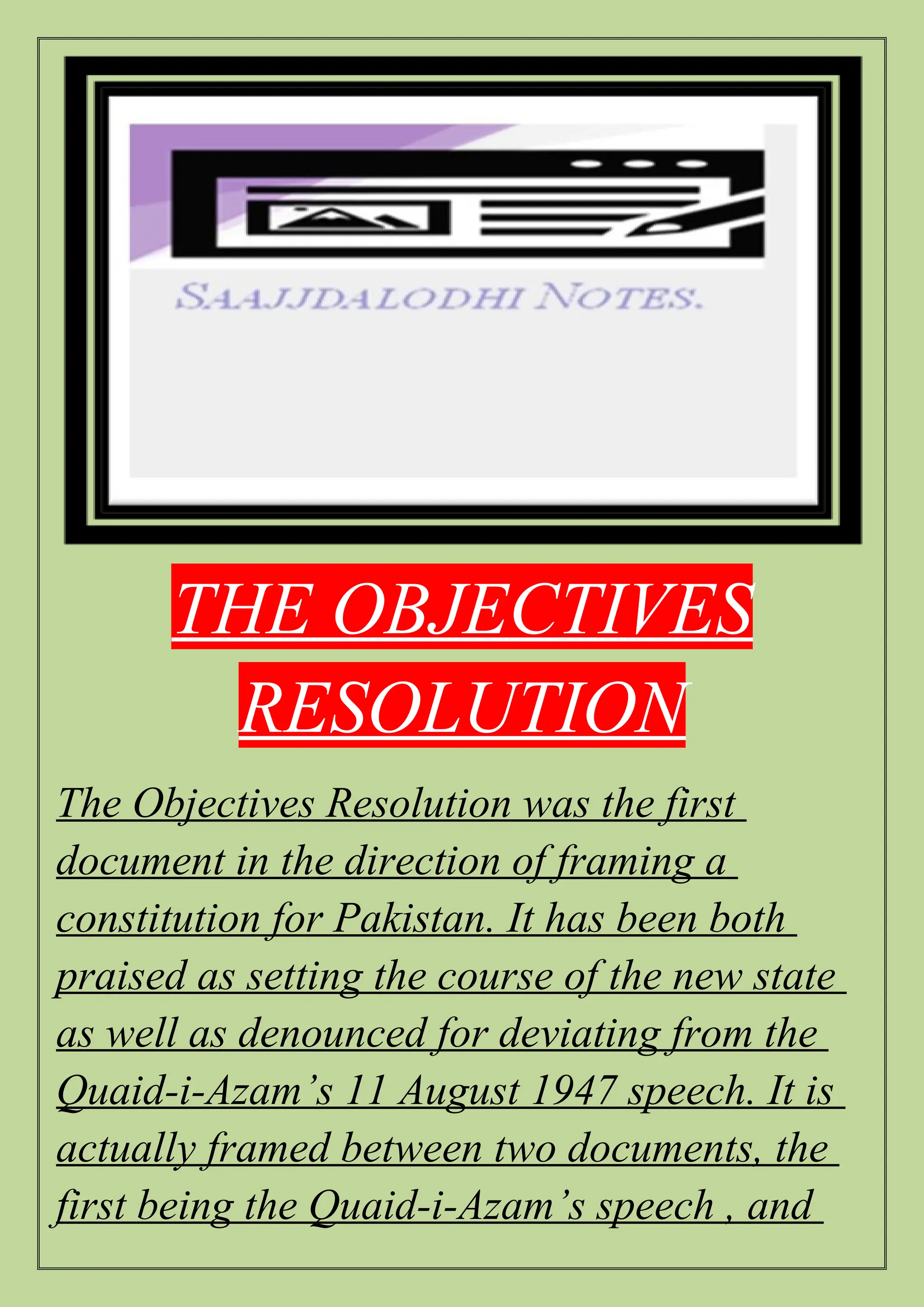 MS.SAJJDALODHI NOTESBS 9374THE OBJECTIVES RESOLUTION.docx