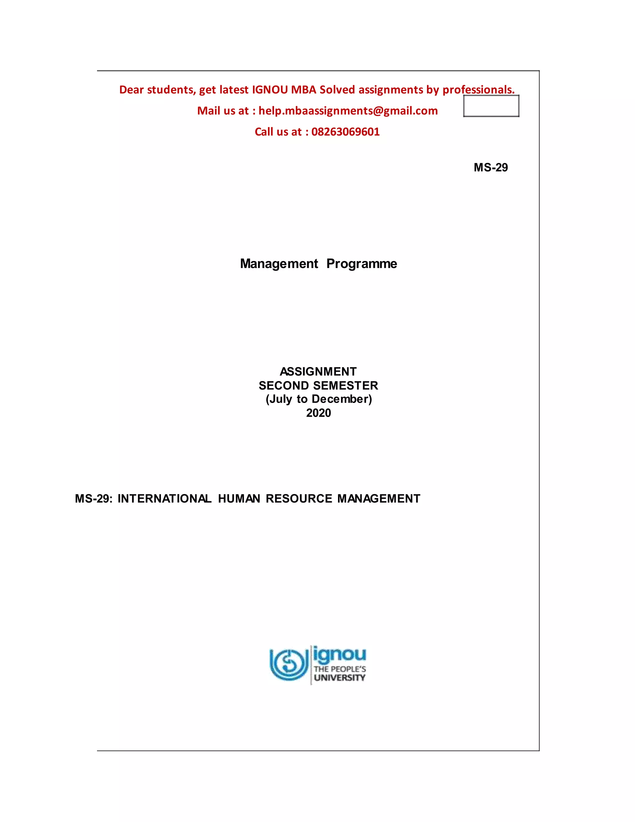 Ms 29 international human resource management | PDF
