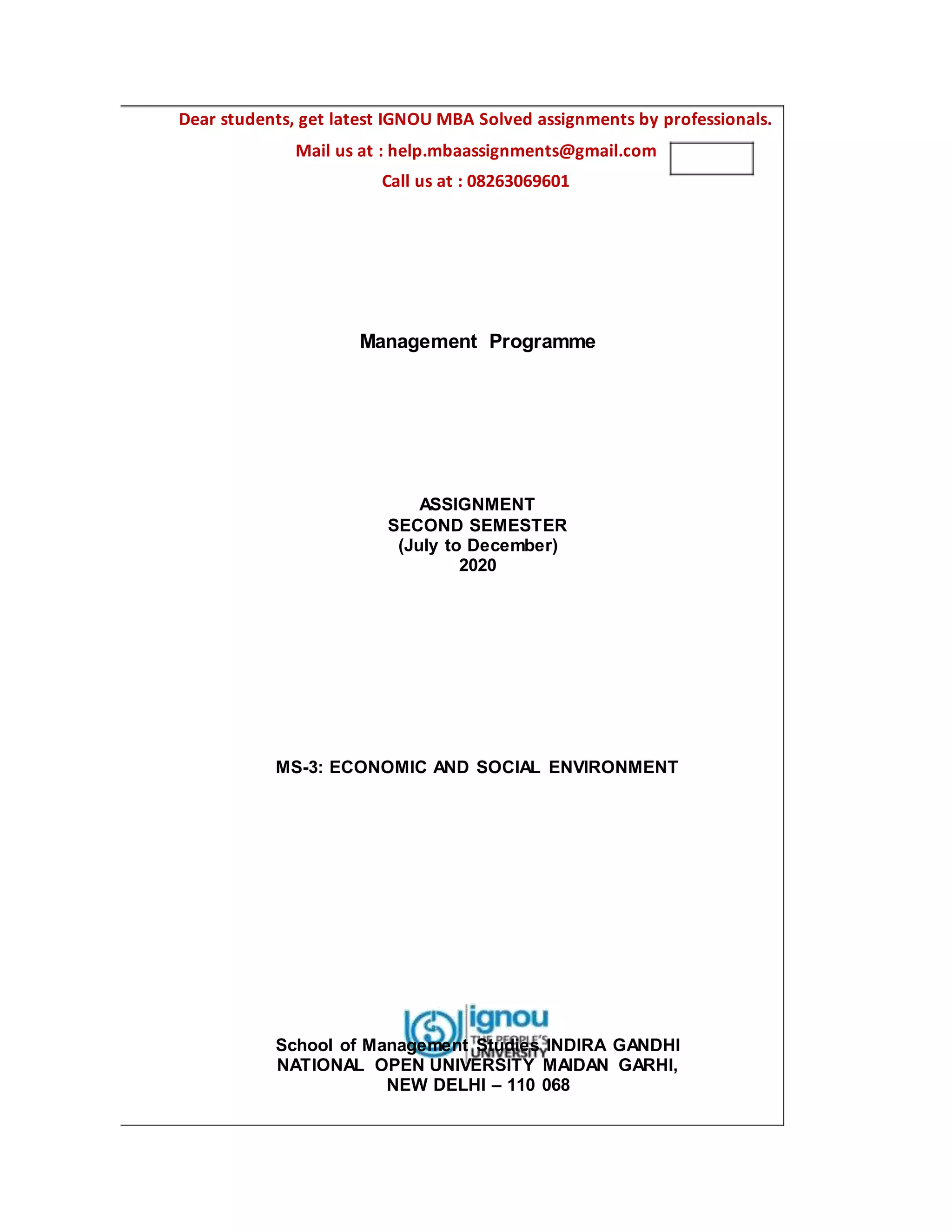 Ms 3 economic and social environment | PDF