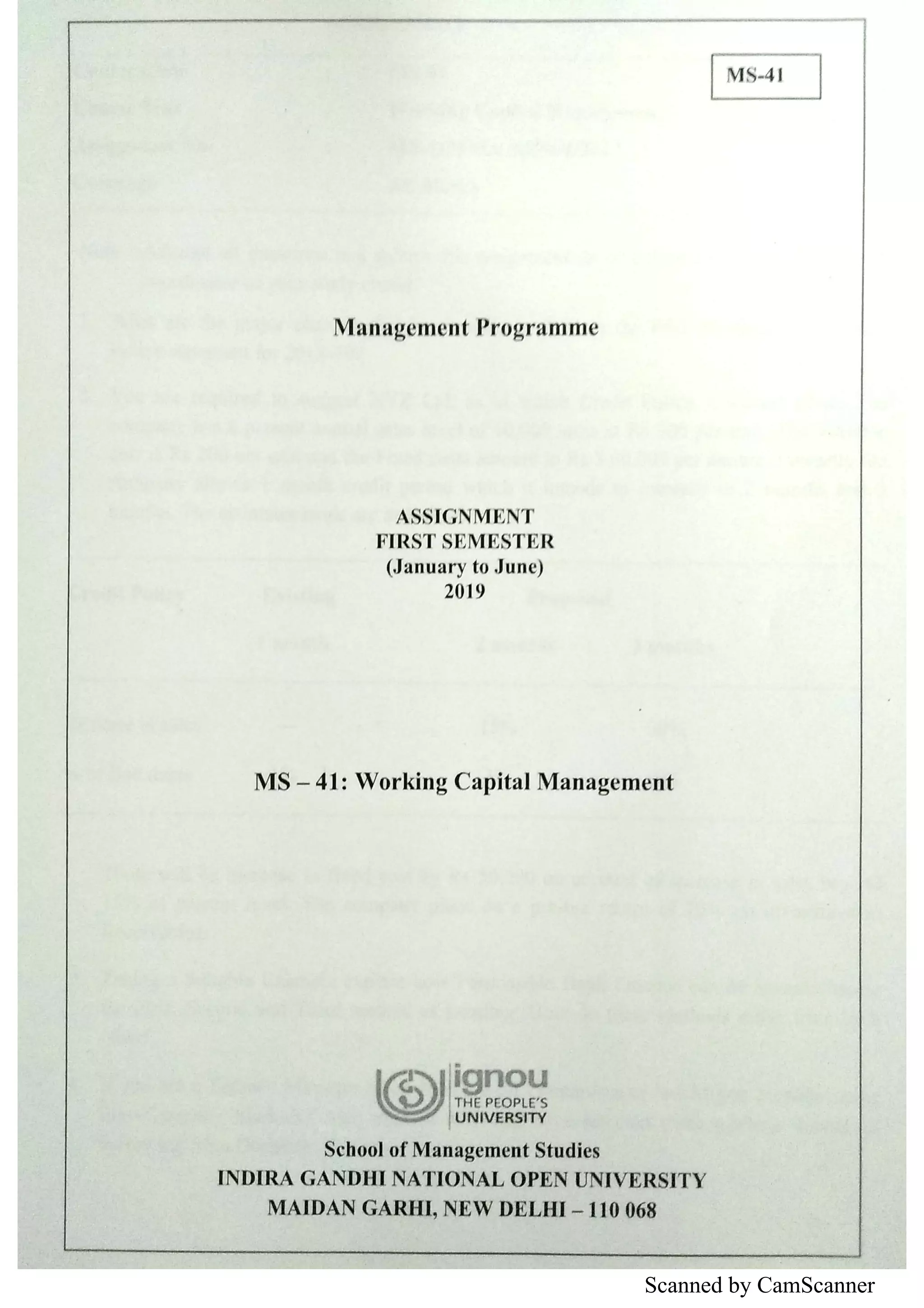 MS-41 Working Capital Management | PDF
