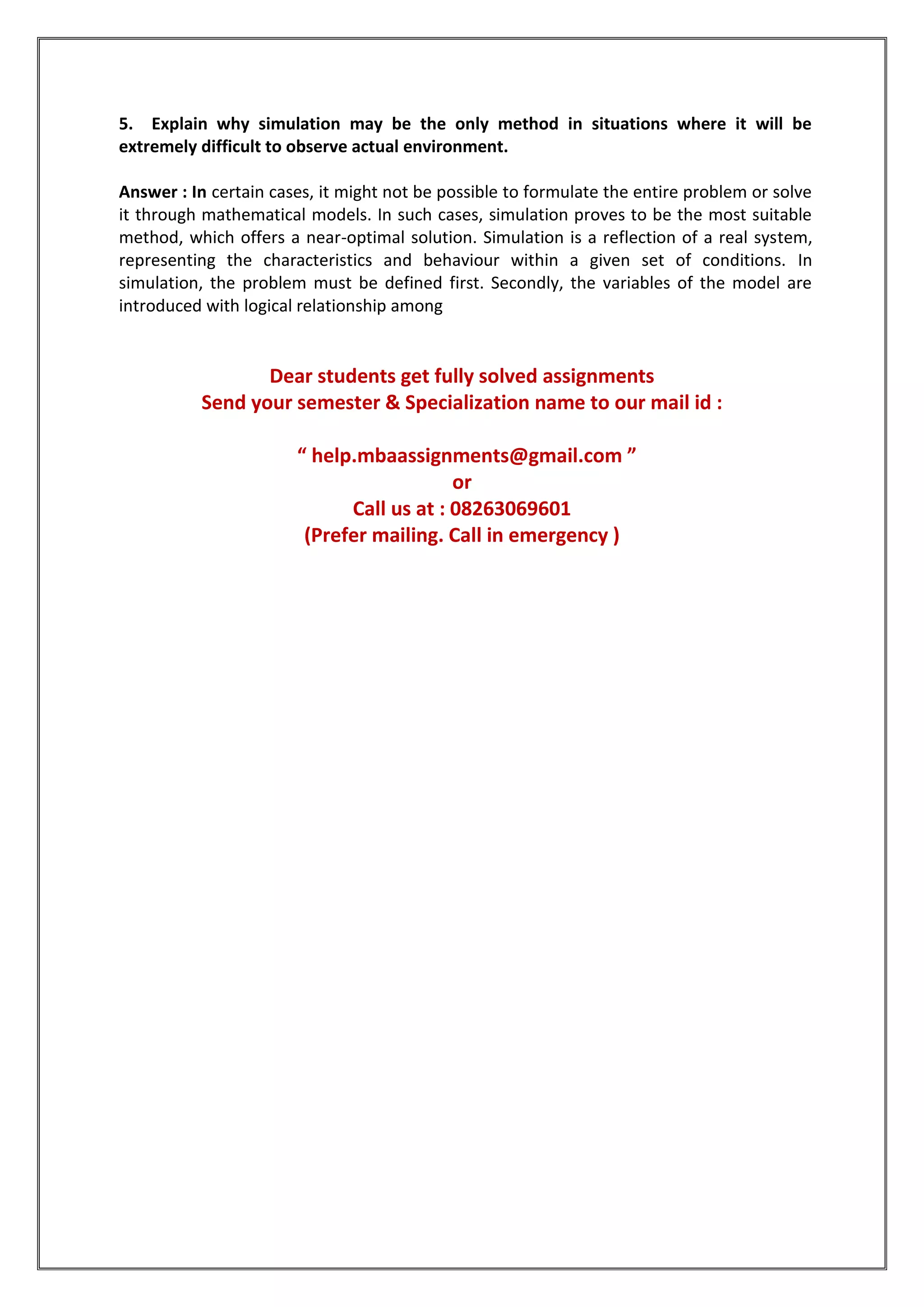 Ms 51 operations research | DOCX