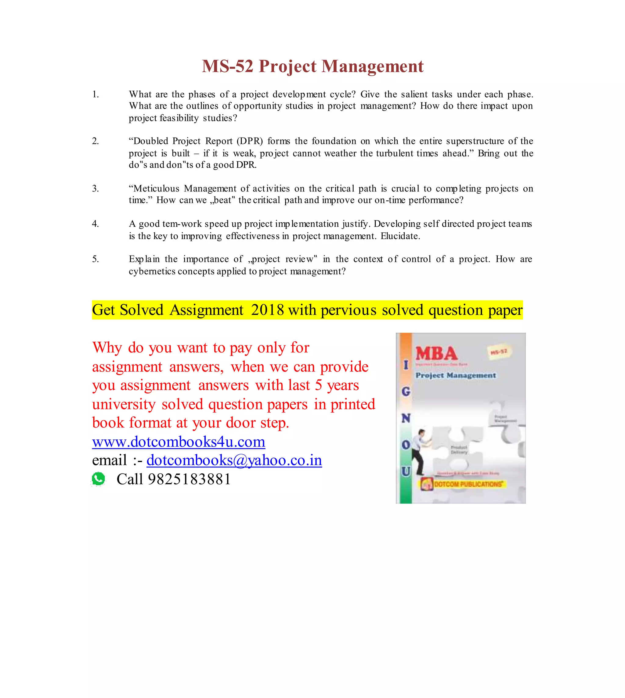 Ms 52 ignou assignment 2018 | DOCX