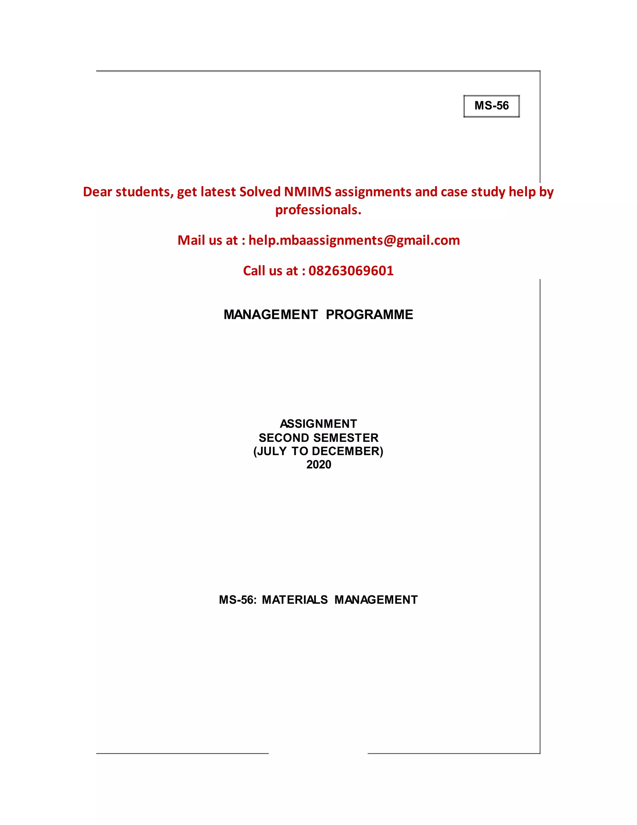 Ms 56 materials management | DOC
