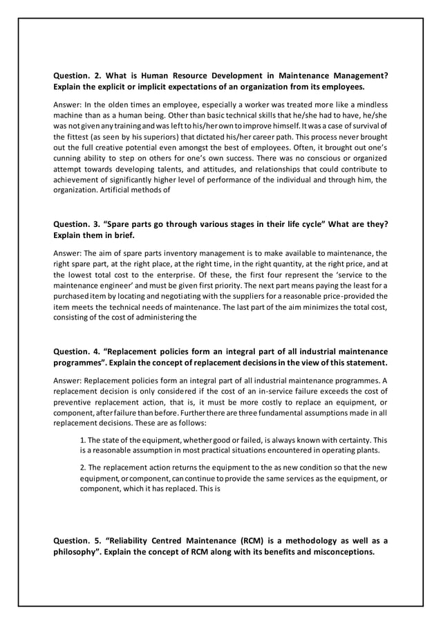 Ms 57 - maintenance management - ignou latest mba solved assignments ...