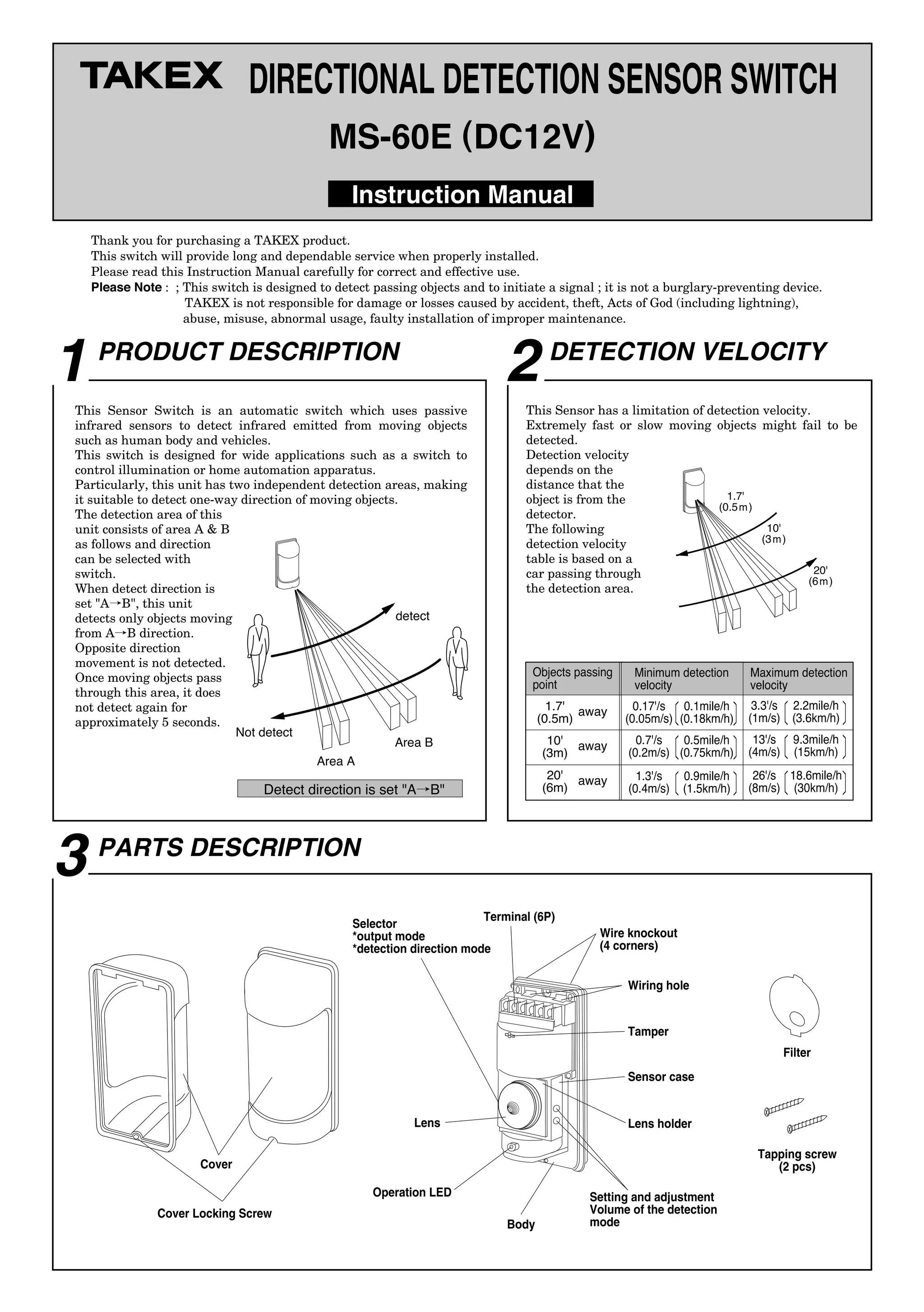 Takex MS-60E Instruction Manual | PDF