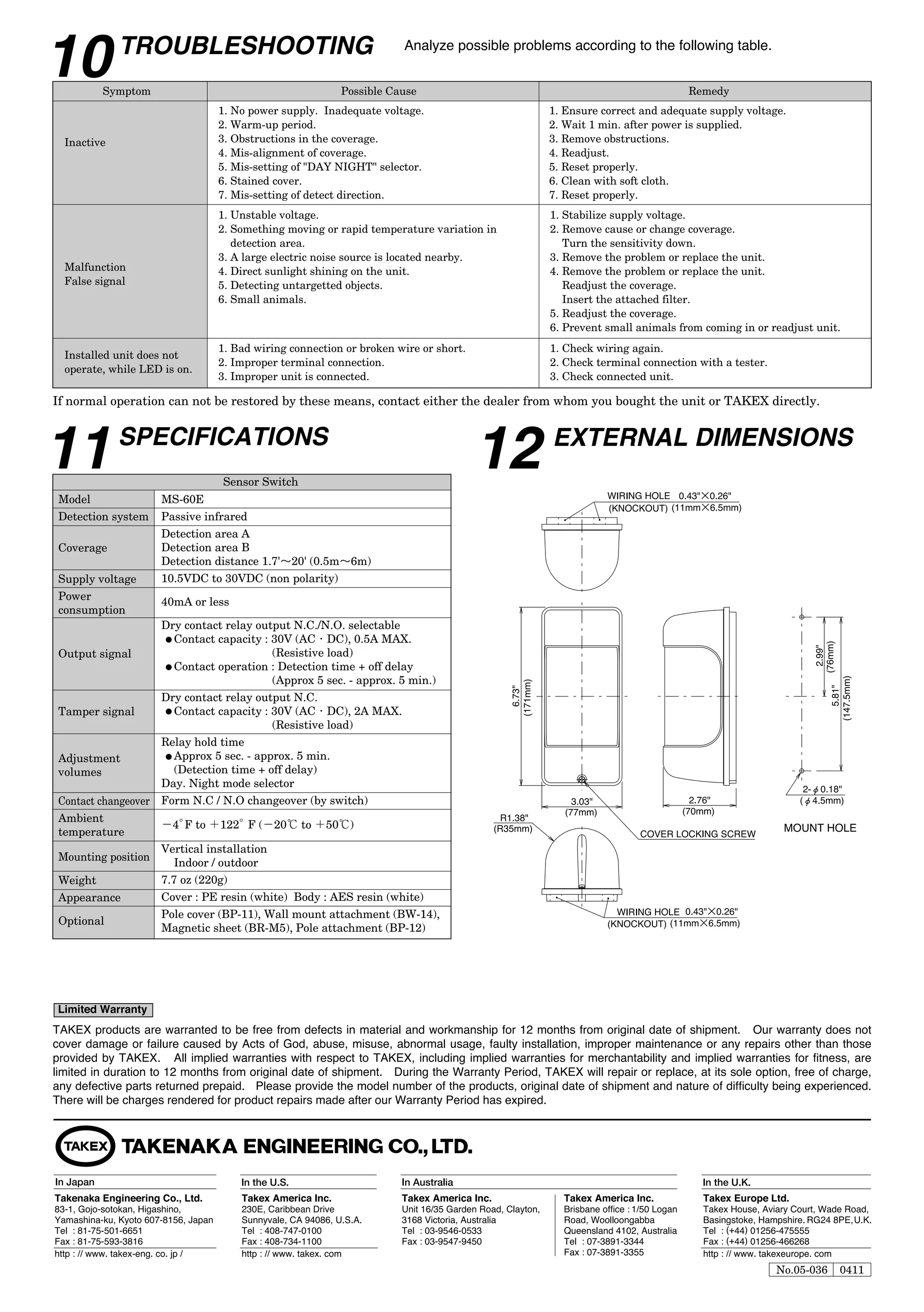 Takex MS-60E Instruction Manual | PDF