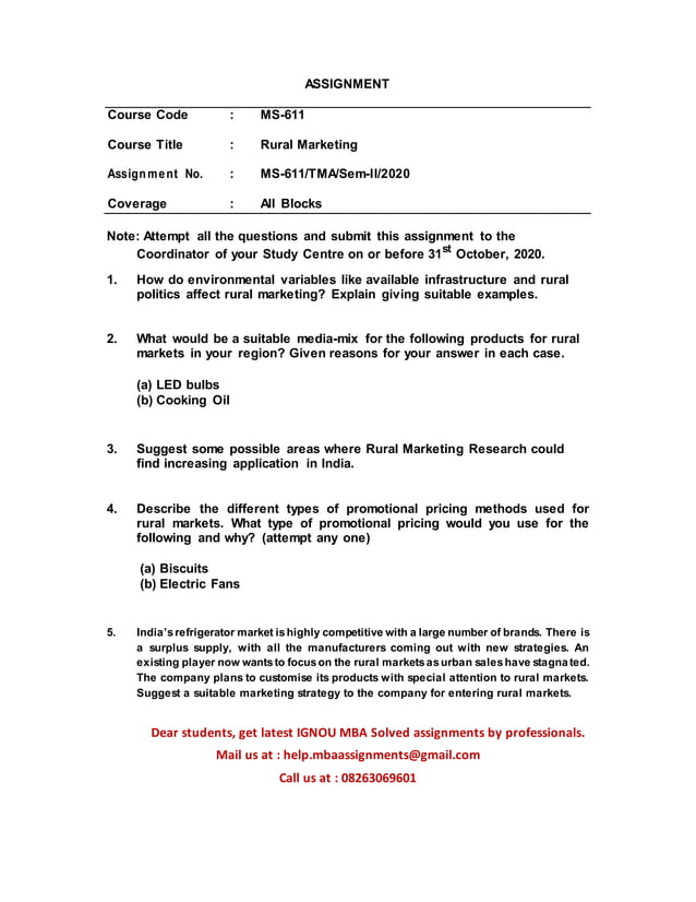 Ms 611 rural marketing | DOC