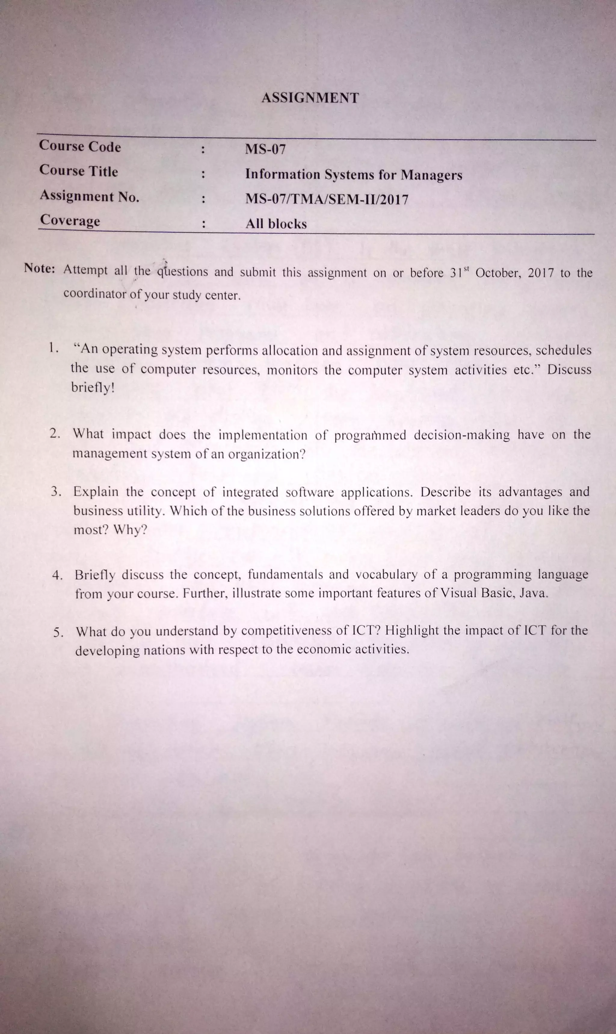 MS-07 Information System for Managers | PDF