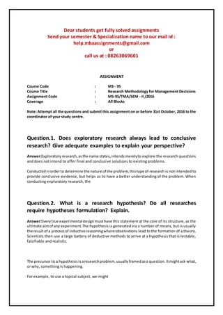 Ms 95 - research methodology for management decisions | DOCX