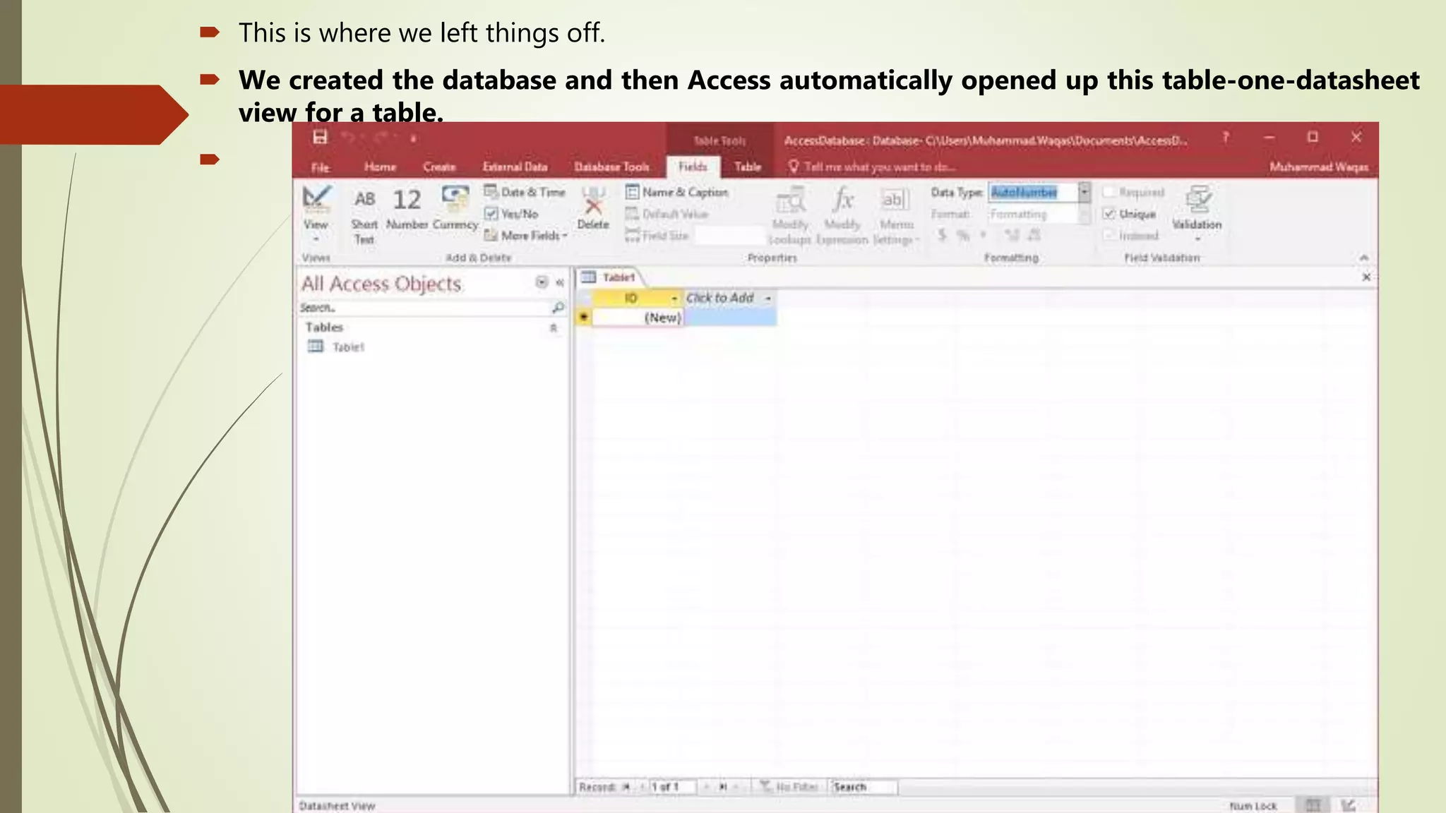 MS-ACCESS.pptx | Databases | Computer Software and Applications