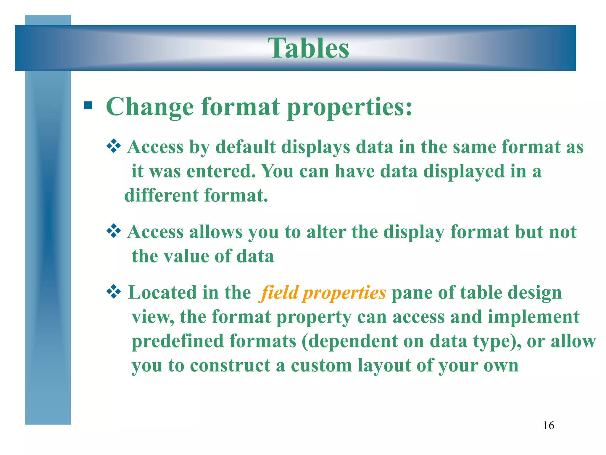 MS-Access Tables Forms Queries Reports.ppt MS-Access Tables Forms Queries Reports.ppt