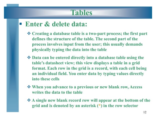 Ms Access Tables Forms Queries Reportsppt