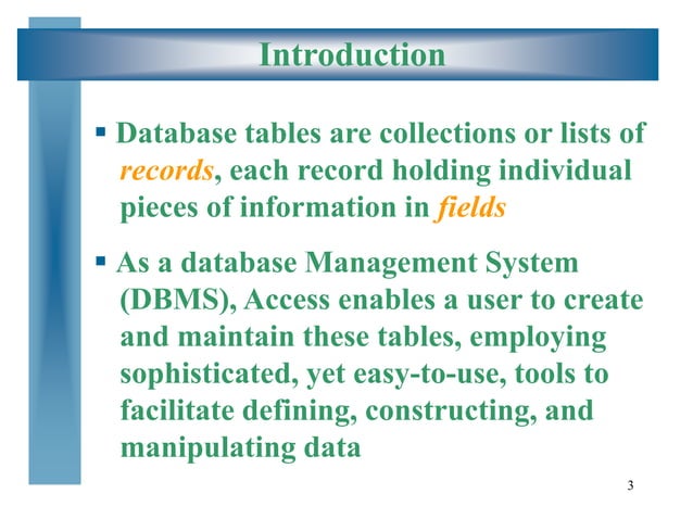 MS-Access Tables Forms Queries Reports.ppt