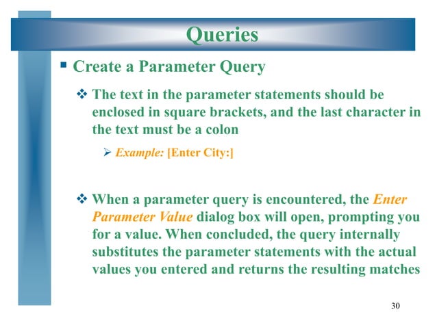 MS-Access Tables Forms Queries Reports.ppt