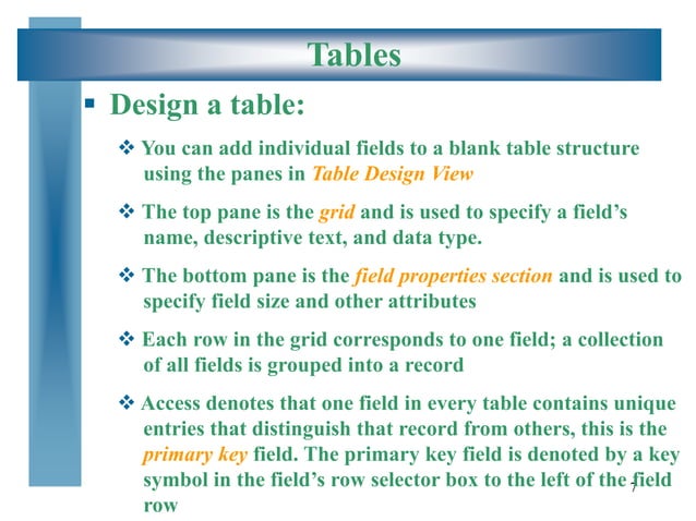 MS-Access Tables Forms Queries Reports.ppt