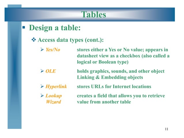 Ms Access Tables Forms Queries Reportsppt