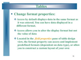 MS-Access Tables Forms Queries Reports.ppt | Databases | Computer Software and Applications