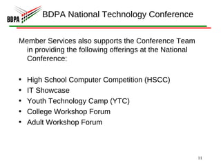 BDPA Member Services Programs and Services | PPT
