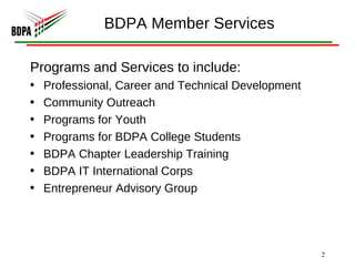 BDPA Member Services Programs and Services | PPT