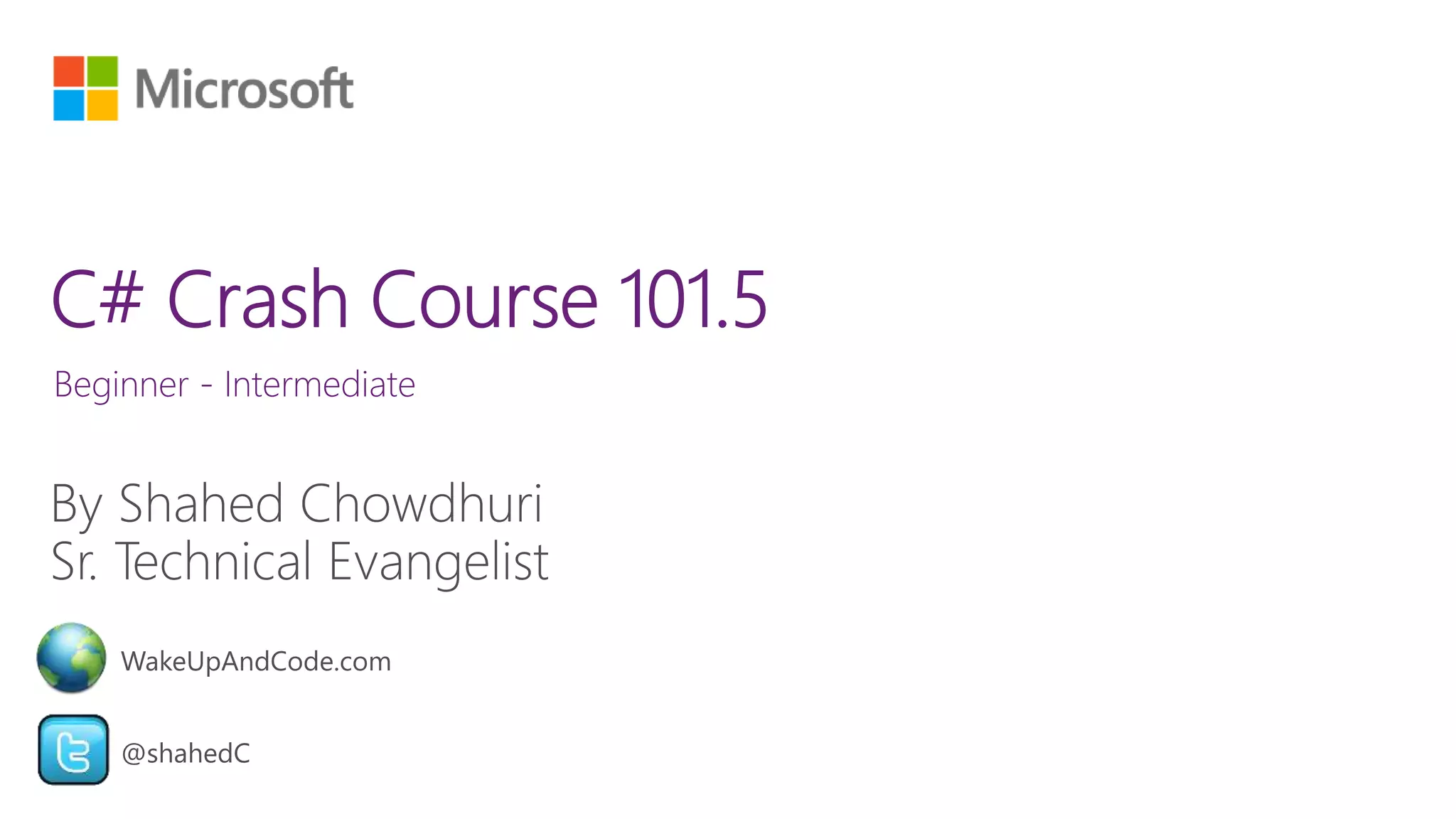 C Sharp Course 101.5 | PPT