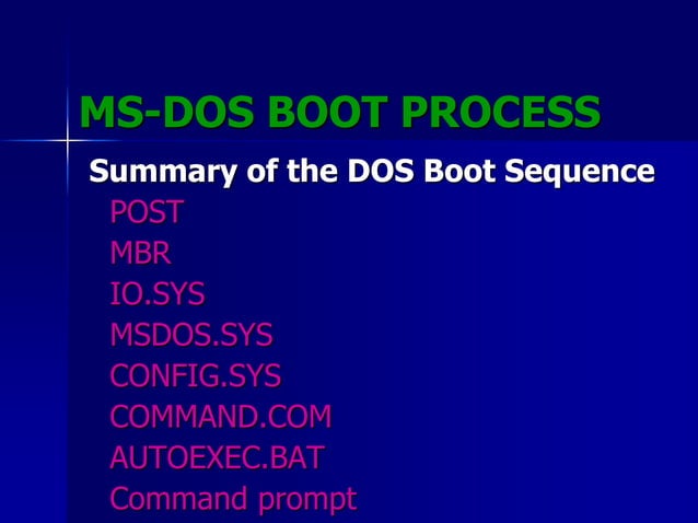 Ms dos boot process | PDF | Operating Systems | Computer Software and ...