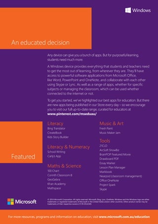 Microsoft Apps for Learning | PDF | Computer Software and Applications ...