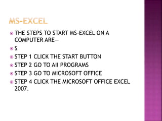 Ms excel | PPTX | Computing | Technology & Computing