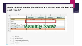 MS-EXCEL-EXERCISE IN Information and Communication Tech | PPT