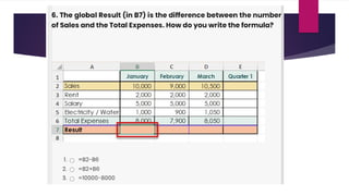 MS-EXCEL-EXERCISE IN Information and Communication Tech | PPT