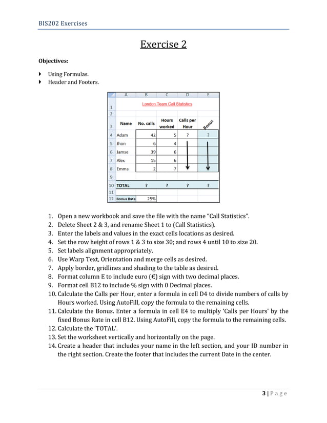 Ms Excel Exercises Pdf