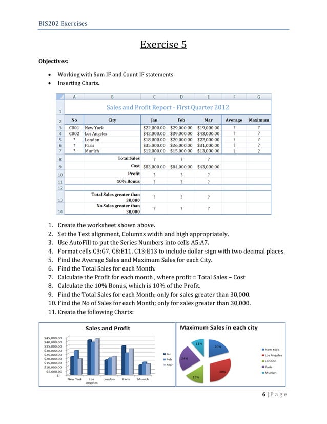 Ms Excel Exercises Pdf