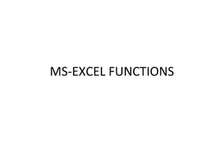 MS excel functions | PPT