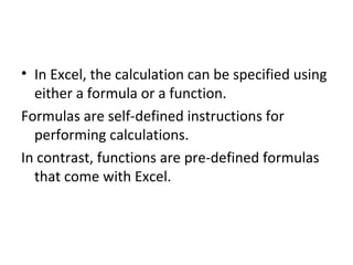 MS excel functions | PPT