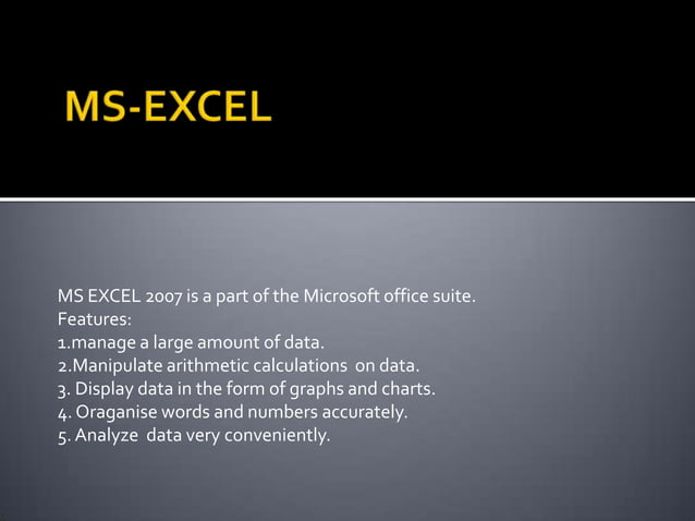 Ms excel ppt | PPTX