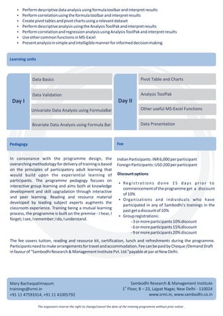 Ms excel training flyer 19 - 20 july | PDF