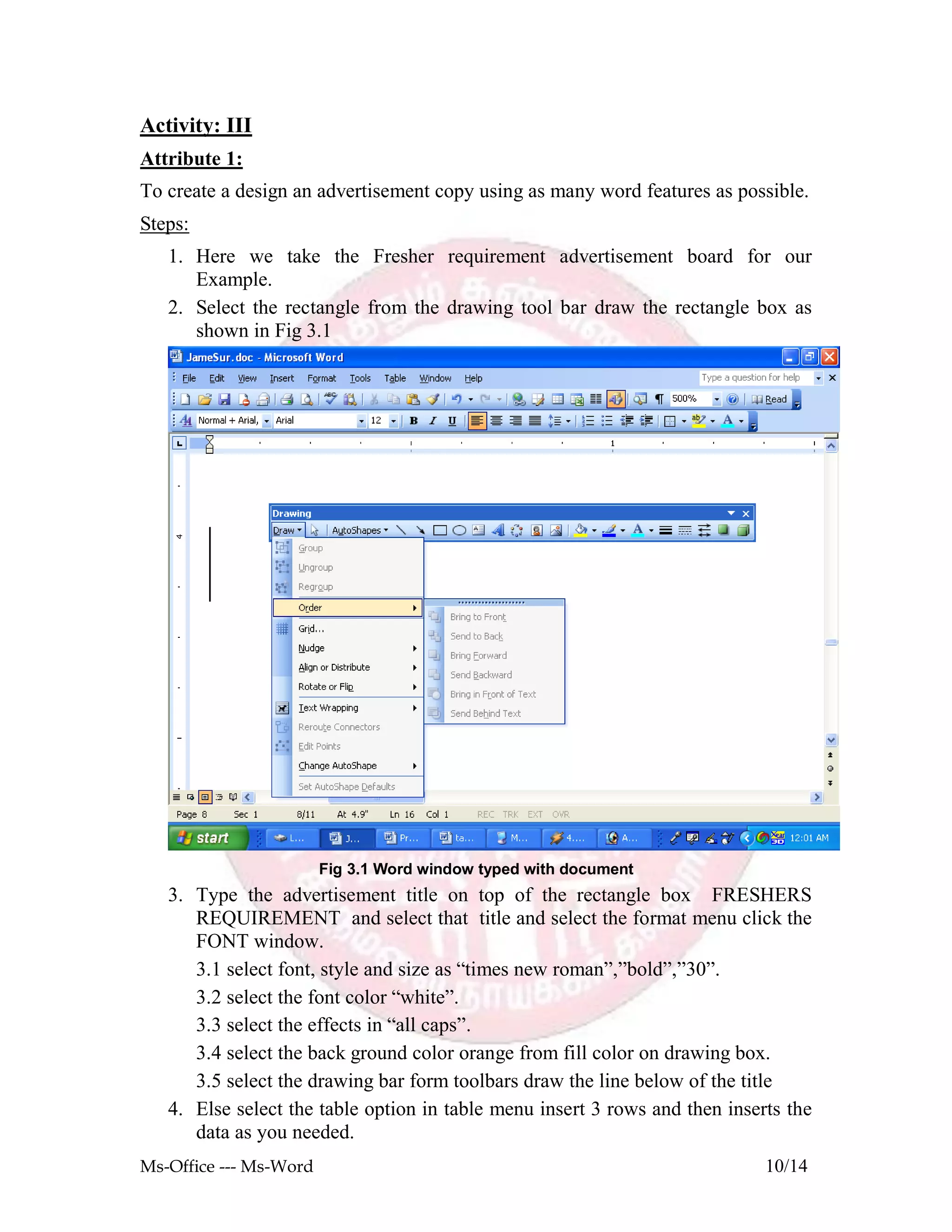 Ms office practical | PDF