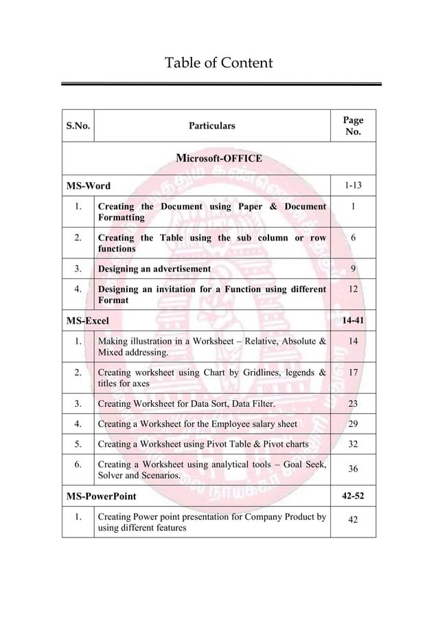 Ms office practical | PDF