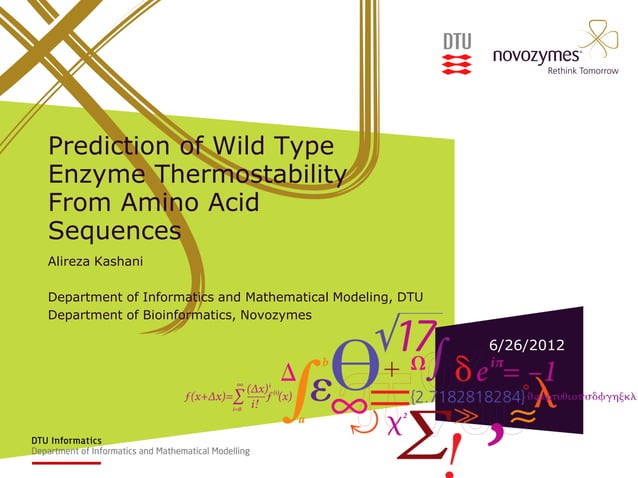 Prediction of Wild Type Enzyme Thermostability From Amino Acid Sequences | PDF
