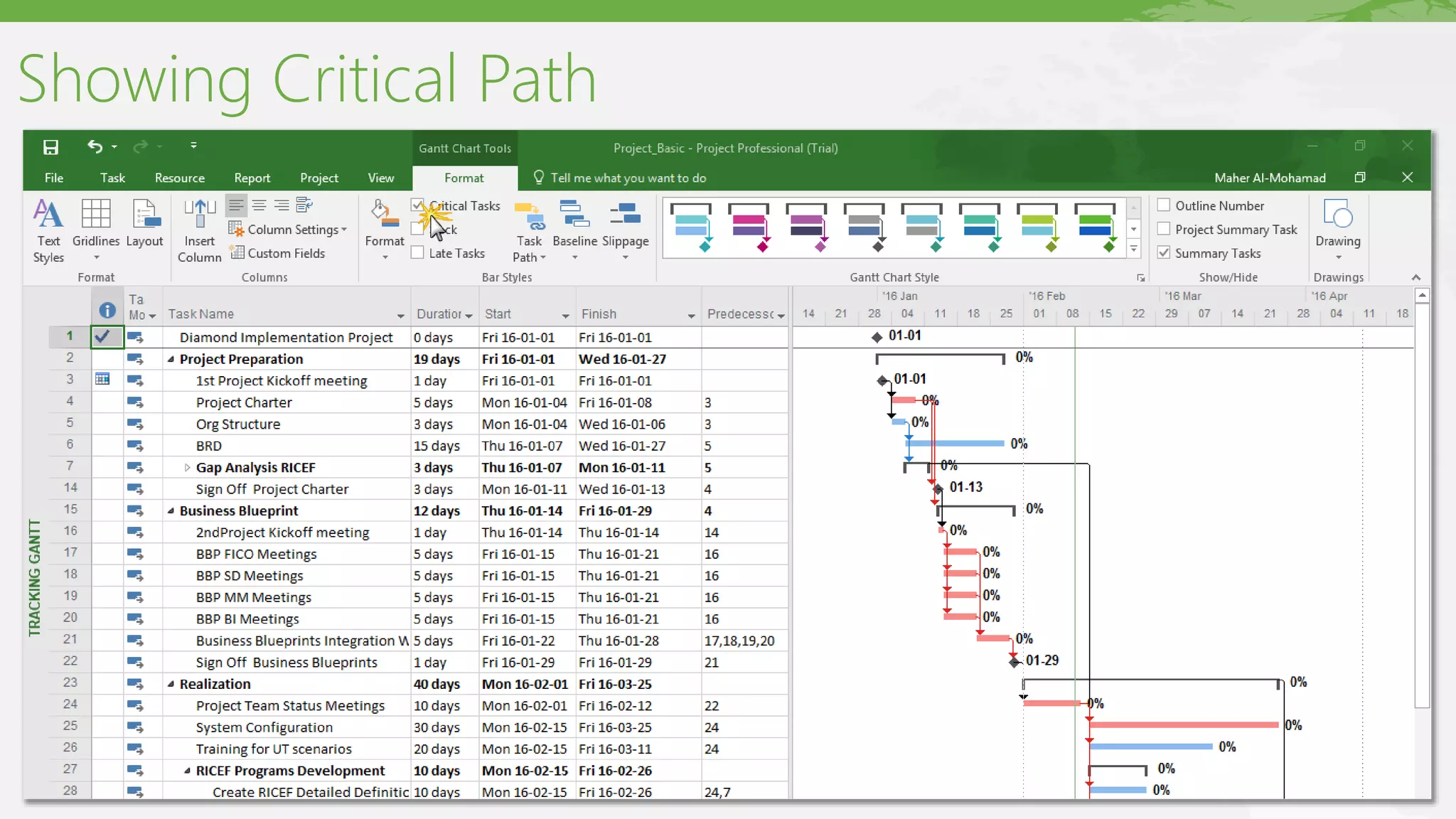Ms project 2016 overview | PPTX | Technology & Computing