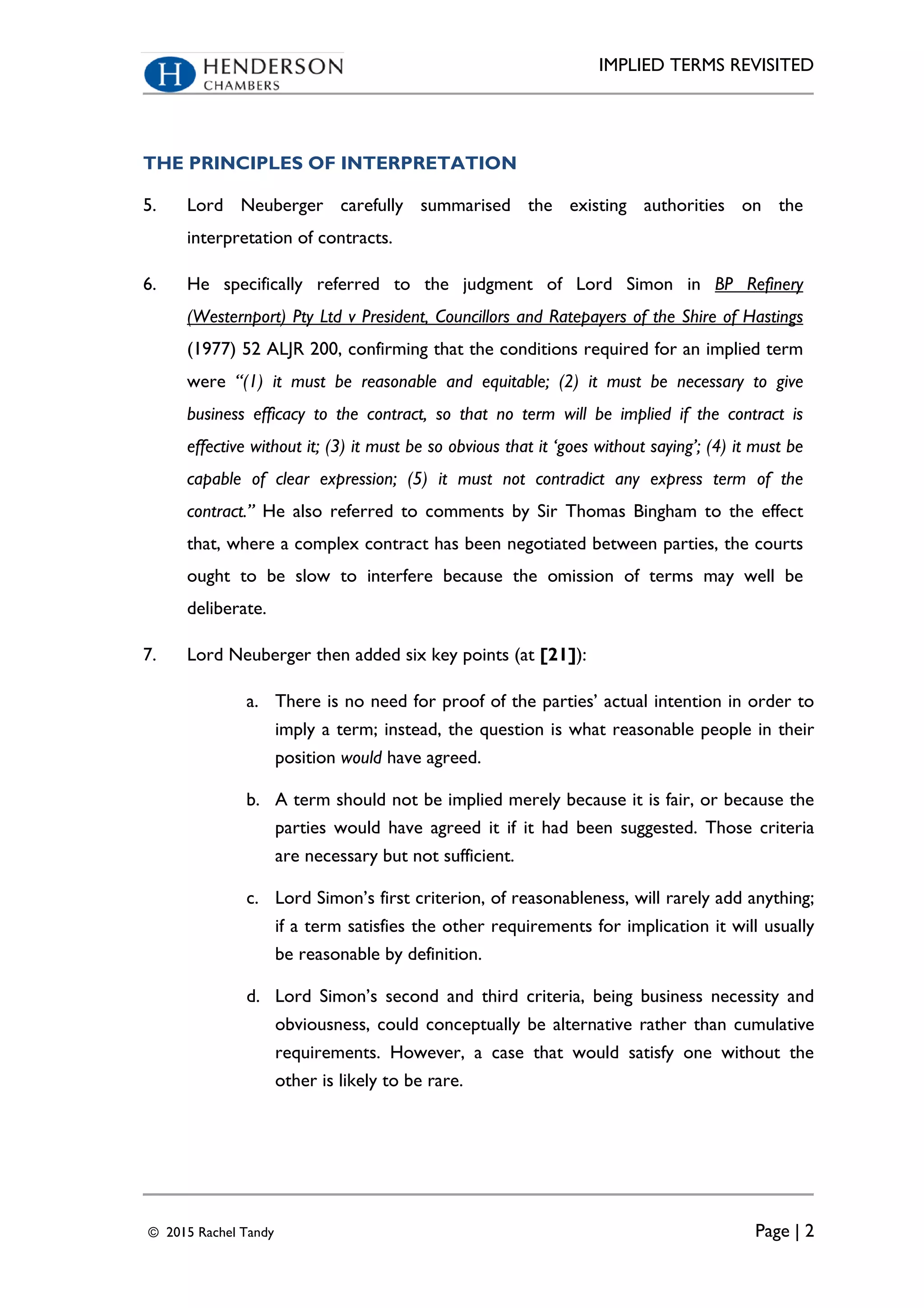 Defining Necessity: implied terms revisited | PDF