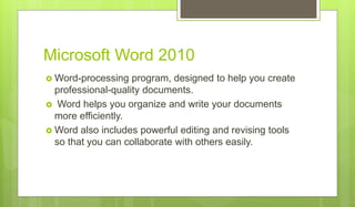 ms-word-2010-tutorial.pptx best way to understand | PPTX