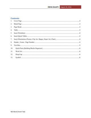 E-Module 3 (MS-Word : Insert Tab) | PDF