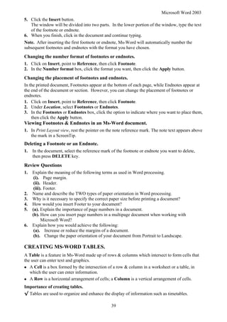 MS-Word notes.doc for students for learners | DOC