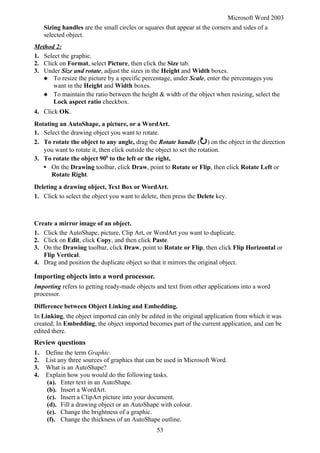 MS-Word notes.doc for students for learners | DOC