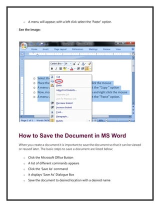 MS Word tutorial provides basic and advanced concepts of Word. | PDF